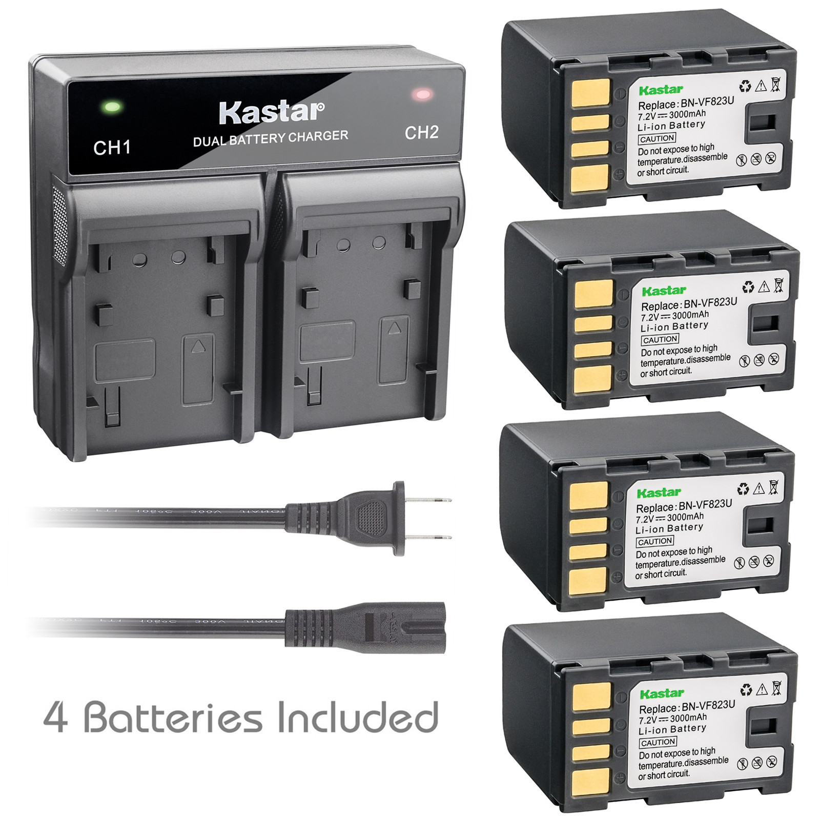 Kastar Battery Rapid Charger for JVC BN-VF823 & GZ-MG155EX GZ-MG155P GZ ...