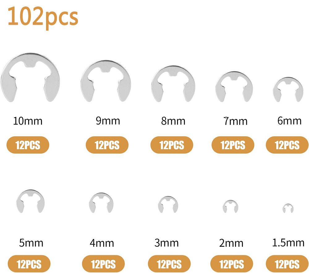 120/380x E Clips C CIRCLIPS Stainless Steel Retaining Ring Assorted Kit ...