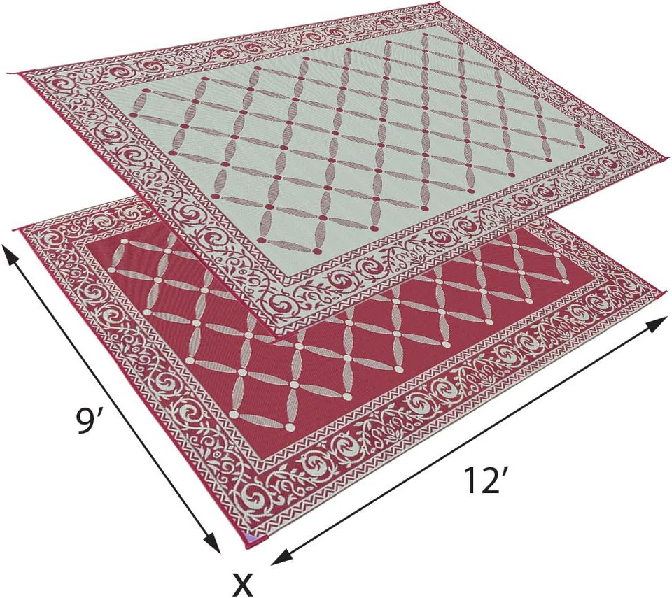 119125 9-Feet by 12-Feet Reversible Mat, Plastic Straw Rug, Large Floor ...