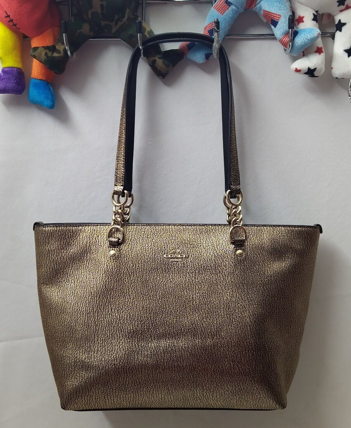 Coach Metallic Gold Leather Double Handle Zipper Tote… - Gem