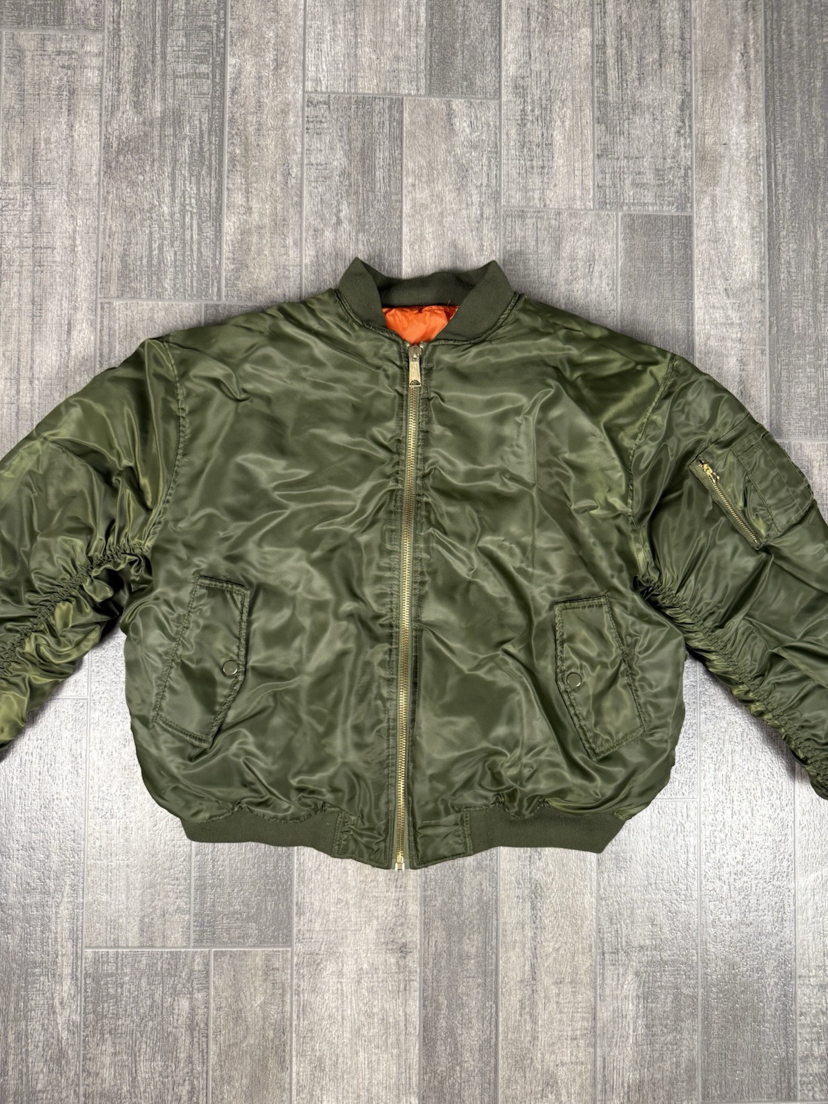 MA-1 Bomber Flight Jacket Mens Large Green Reversible Military Coat PDK ...