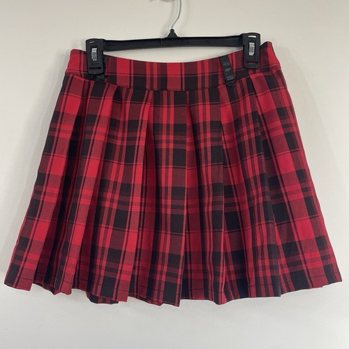 Punk Rave Mini Skirt Plaid Pleat Red Skate Mall Goth Schoolgirl Med ...