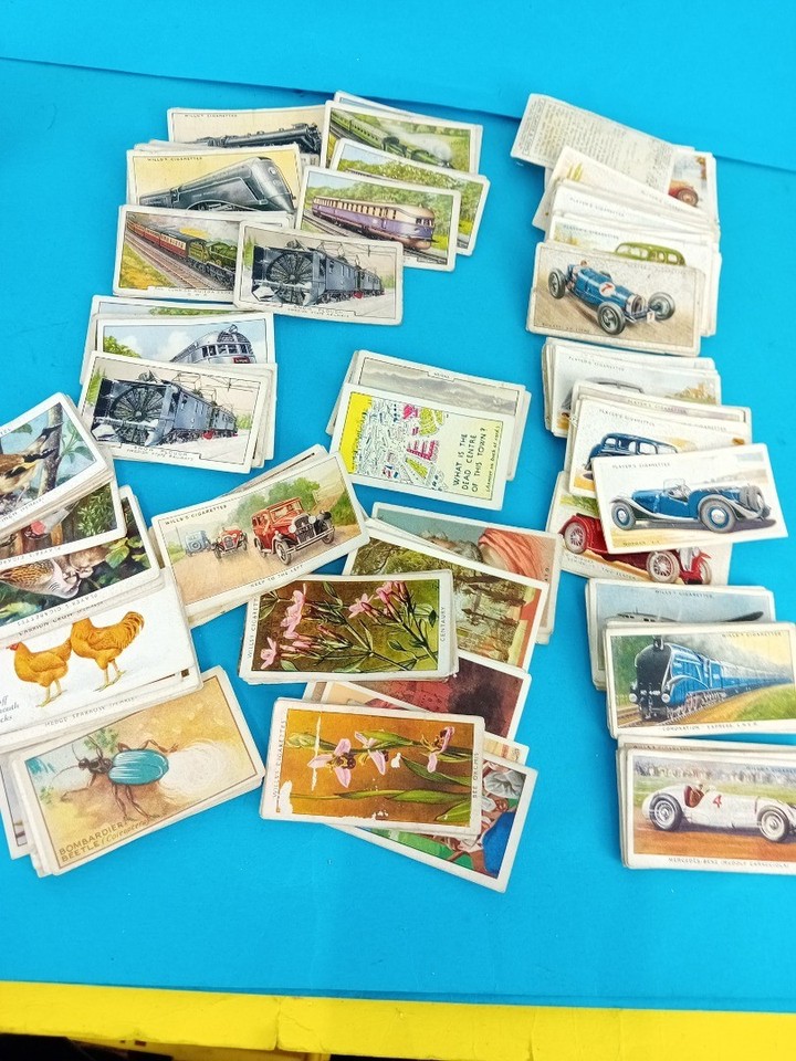 HUGE Job Lot VINTAGE Cigarette Trade Cards Dogs Trains Aircraft Flags ...