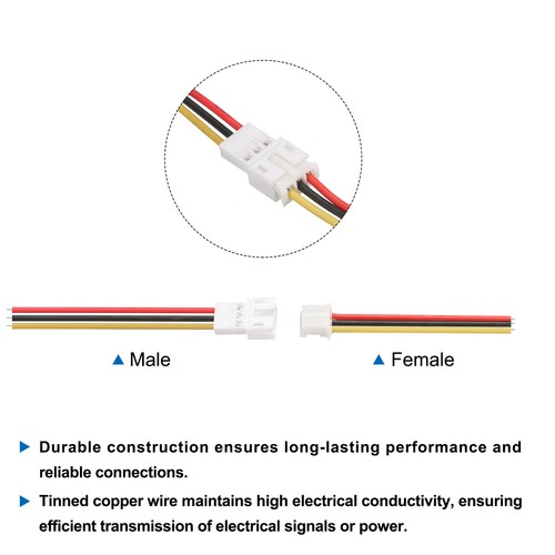 10 Set PH 2.0 Male and Female Connector 3 Pins Connectors with 20cm ...