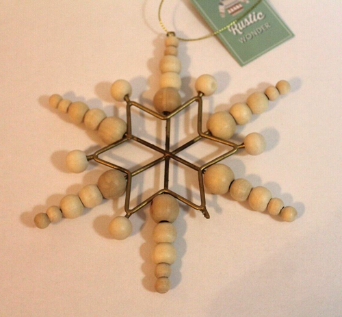 St Nicholas Square Rustic Wonder Wood Bead Star Snowflake Christmas ...