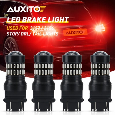 4PCS AUXITO 3157 3057 3157R Super Red LED Turn Signal Brake Tail Light ...