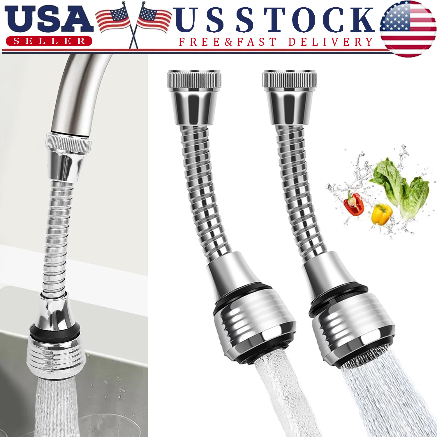 360 Degree Rotating Faucet Movable Kitchen Tap Head Water Saving Nozzle ...