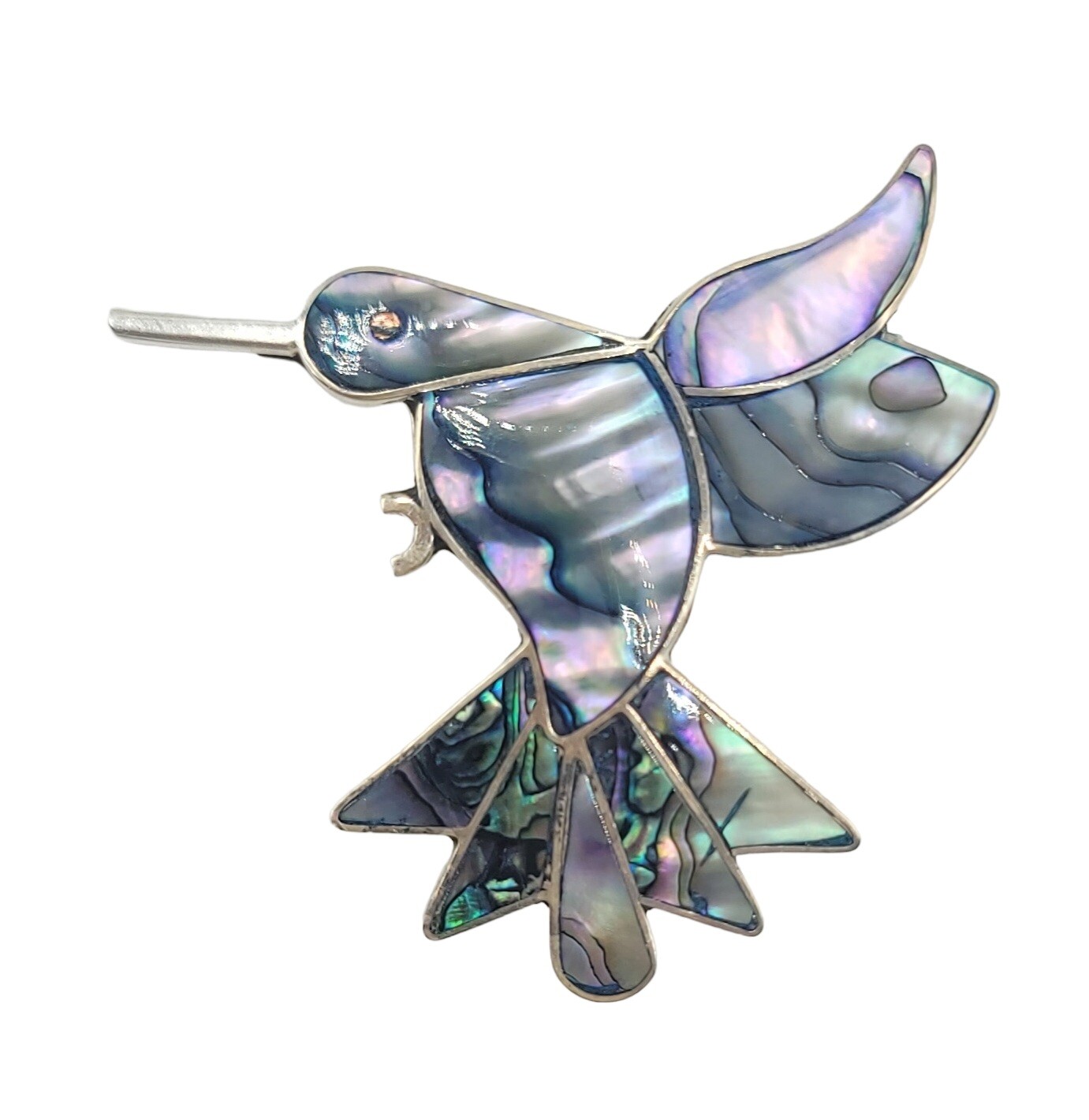 Sterling Silver 925 TAXCO Abalone Inlay Hummingbird Pin Brooch | eBay