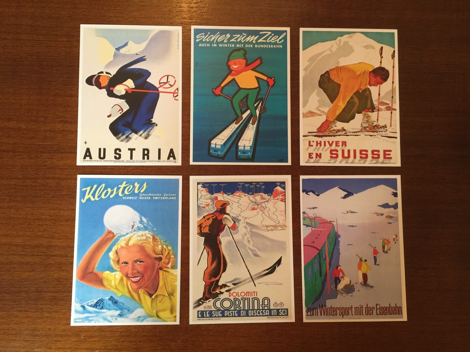 SKI POSTERS TRAVEL THEME VINTAGE SET OF 20 RETRO POSTCARDS -COLLECTORS ...