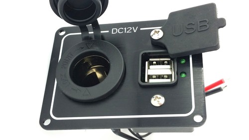 12 Volt Horizontal Weatherproof Panel with 2 USB Ports & Socket Caravan ...