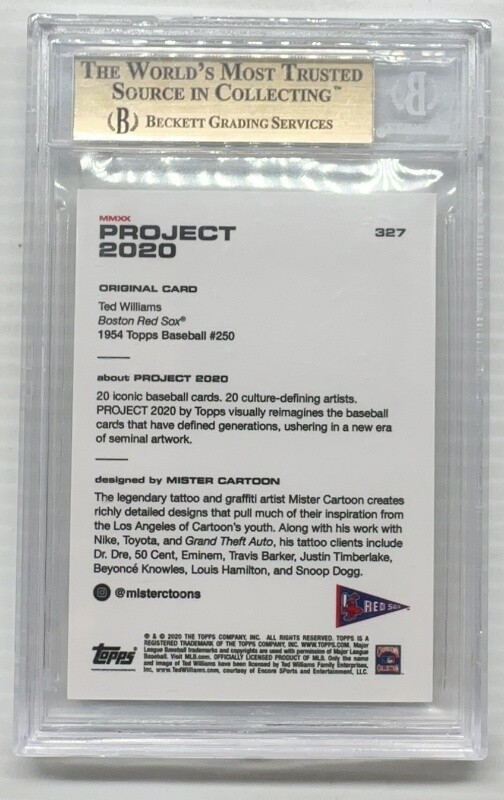 2020 Topps Project 2020 Ted Williams #327 Mister Cartoon BGS 10 Red Sox ...