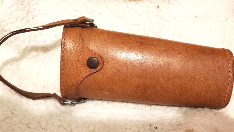 Antique Vintage Monocular Spyglass Chrome + Tripod Stand + Leather ...