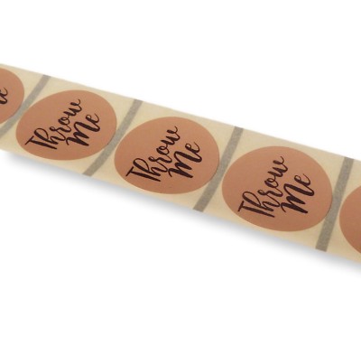 25mm KRAFT BROWN ROUND THROW ME LABELS STICKERS FOR CONFETTI BAGS OR ...