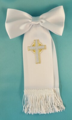 NEW Boys First Communion White Satin Bow Armband with fringe made in ...