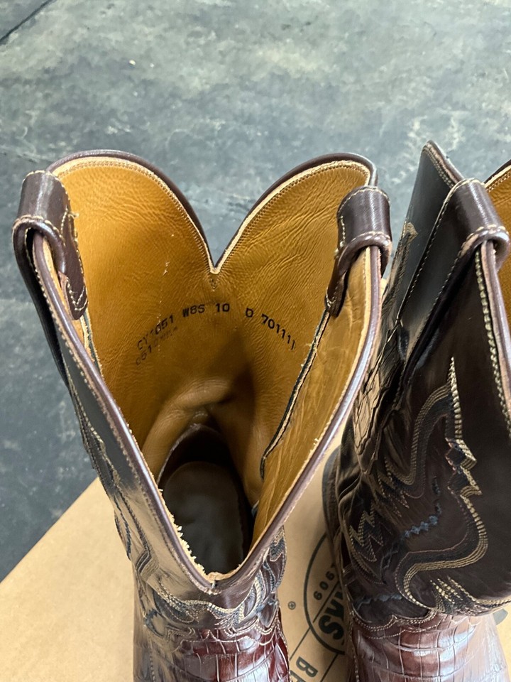 Lucchese Neal Sienna Ultra Belly Caiman Tail cut with Pony Brown ...