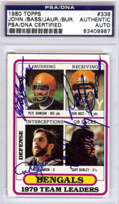 Johnson Bass Dick Jauron Gary Burley Autographed 1980 Topps Card PSA ...