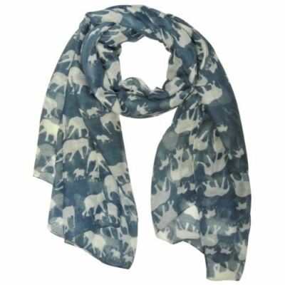 Elephant Print Scarf Wrap, Blue | eBay