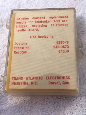 Phonograph Stylus Needle for Telefunken T-23/2 & A23/2 & Others List In ...