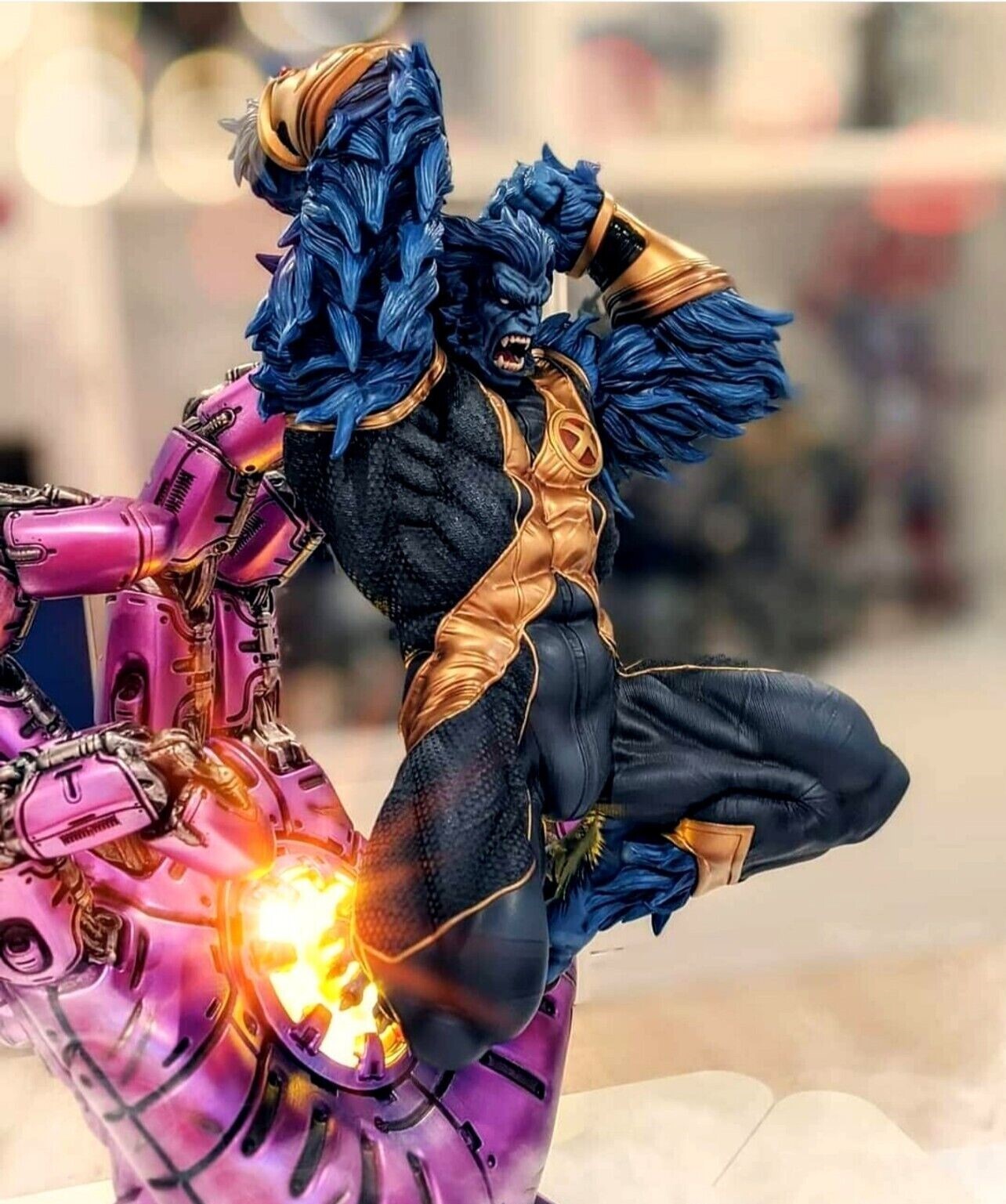 X MEN BEAST VS SENTINEL DIORAMA CUSTOM STATUE 1/4 RARE + CGC 9.8 ...