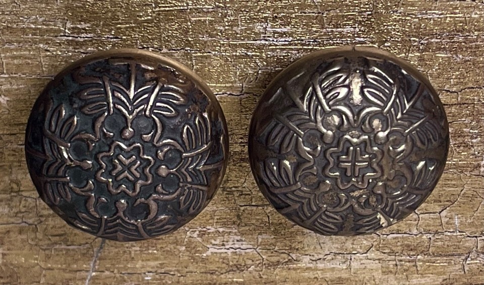 Vintage Heavy Metal Solid Door Knob Set Eastlake Ornate Detailed Nice ...