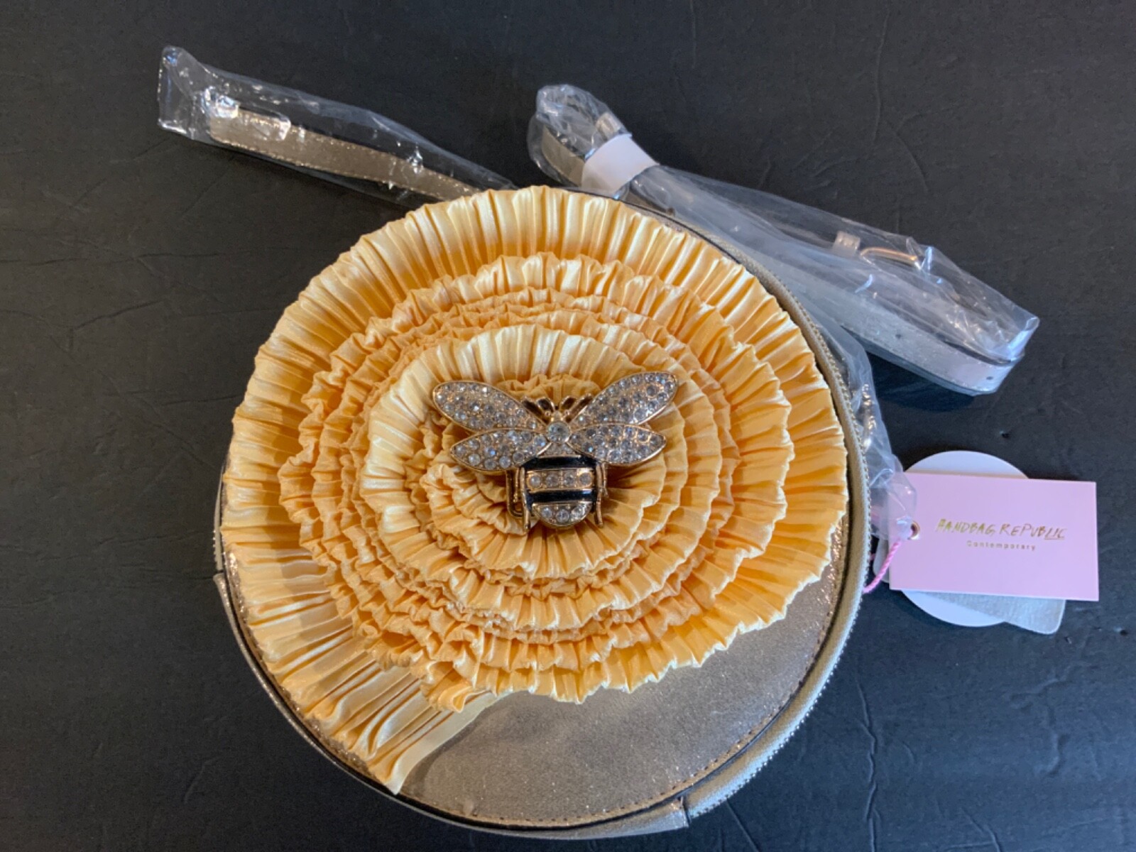 Queen Bee Custom cross Body handbag 1 Of a kind Gold Round NWT | eBay