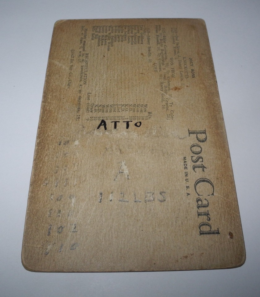 1927 Boxing Advertising Ephemera Exhibit Card Photo Postcard Joey Ross ...