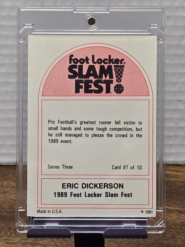 1991 ERIC DICKERSON Foot Locker Slam Fest Series Three Card #7 Football ...