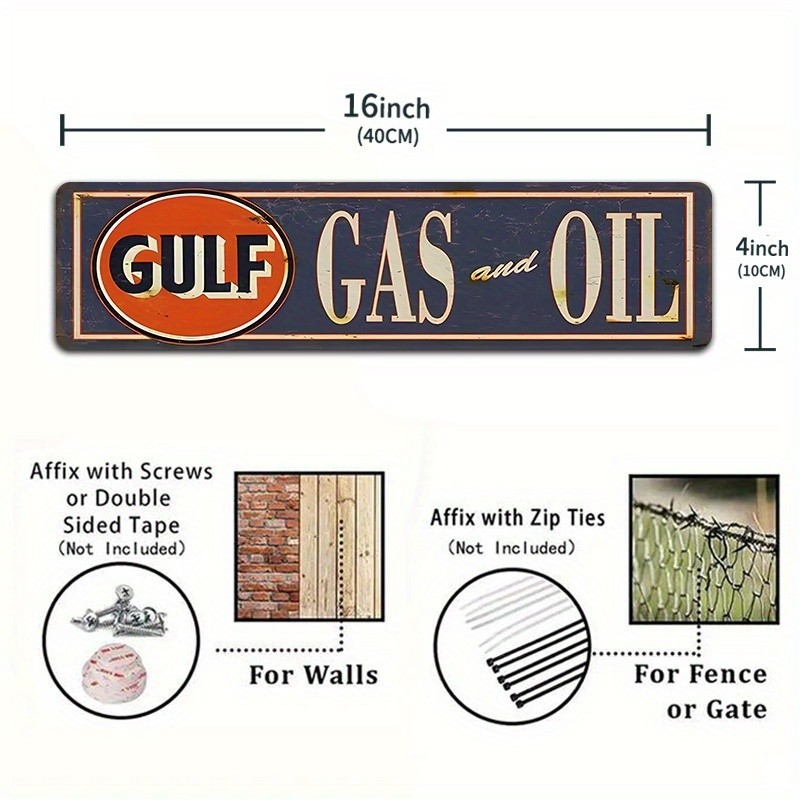 4pcs Vintage Metal Oil Gas Tin Signs Retro Garage Man Cave Bar ...