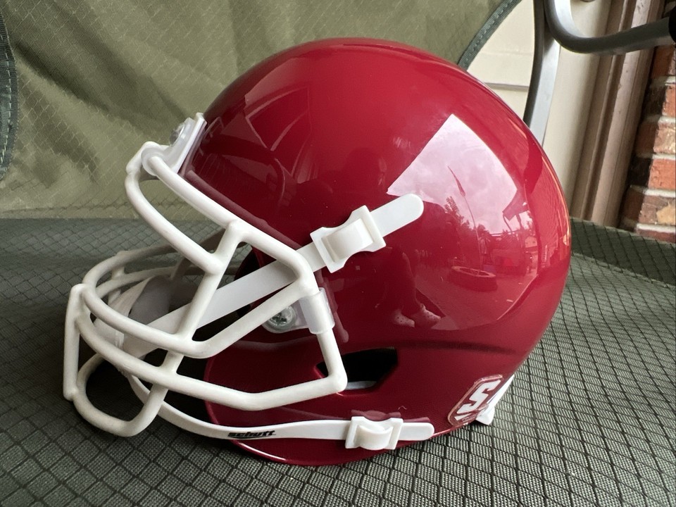 Burgundy Blank with White Chinstrap Schutt Mini Football Helmet | eBay