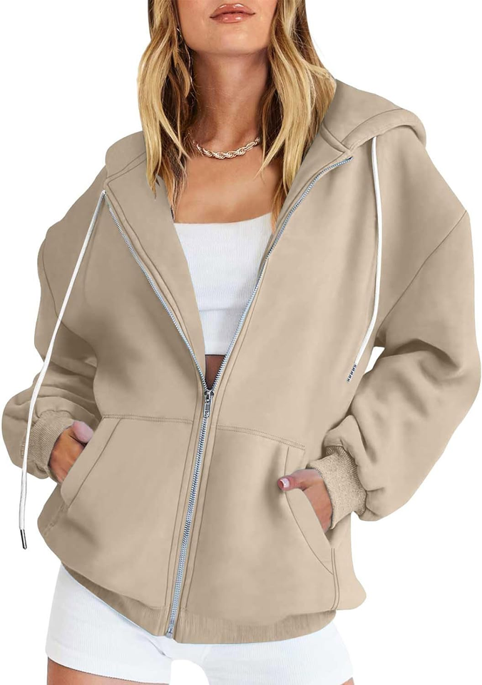 Womens Zip up Y2K Hoodies Fall Fashion Oversized Long Sleeve Hooded ...