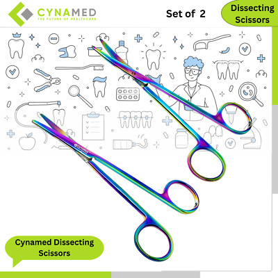 Cynamed Dissecting Scissors w/Titanium Coating Straight and Curved 5 ...