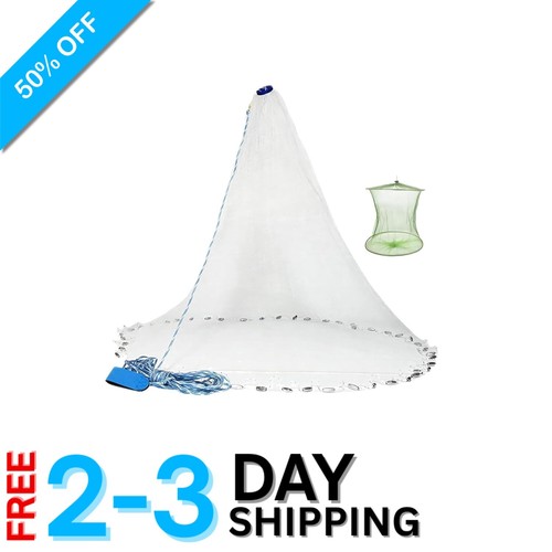 8ft American Cast Net with Heavy-Duty Zinc Sinkers for Bait Trapping | eBay