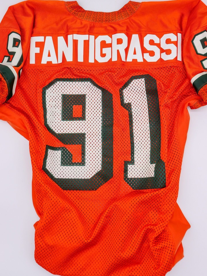 Game Worn 1996 #91 Joe Fantigrassi Miami Hurricanes Orange Home Jersey ...