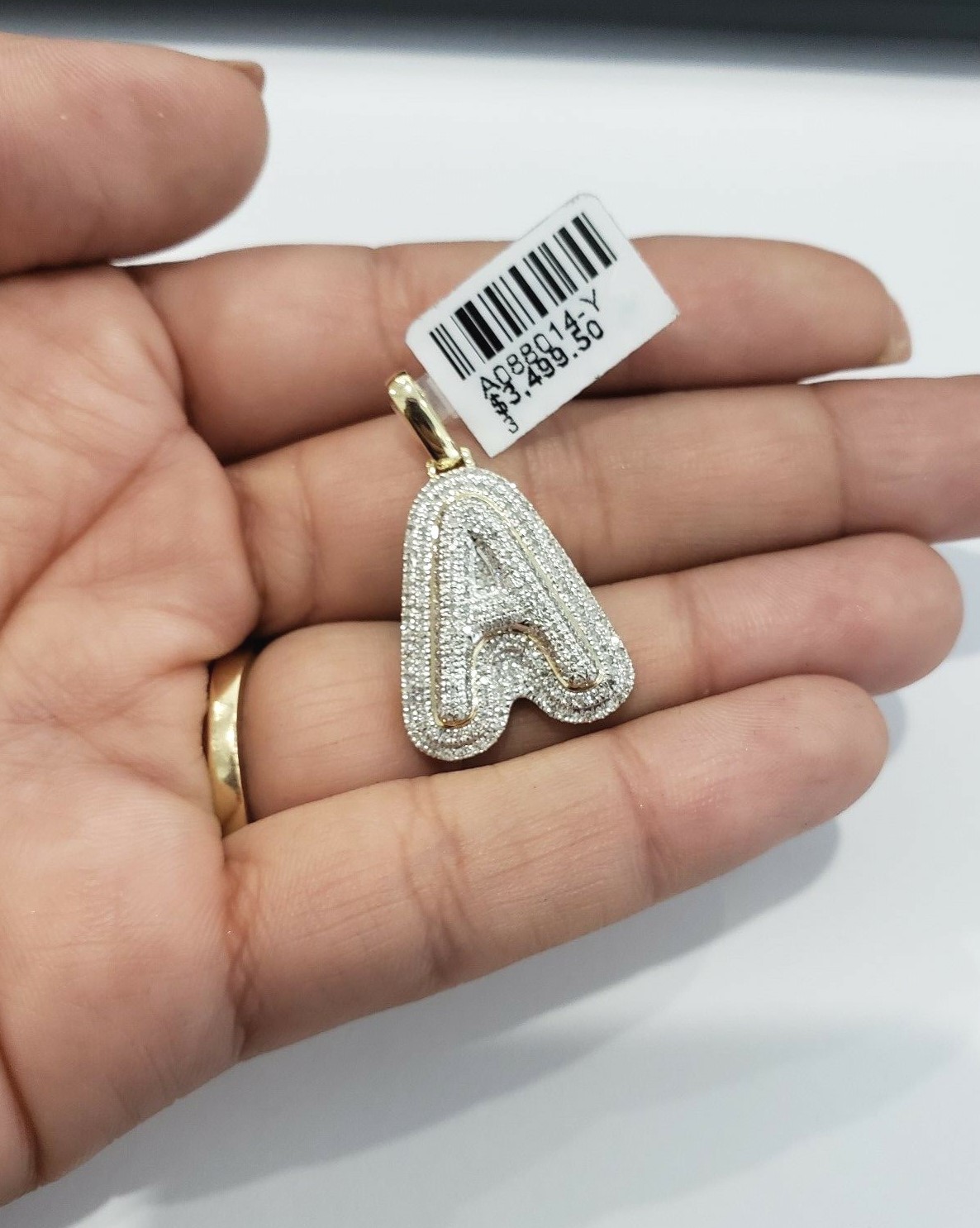 10k Real Yellow Gold Genuine Diamond Letter Initial Charm Pendent A ...