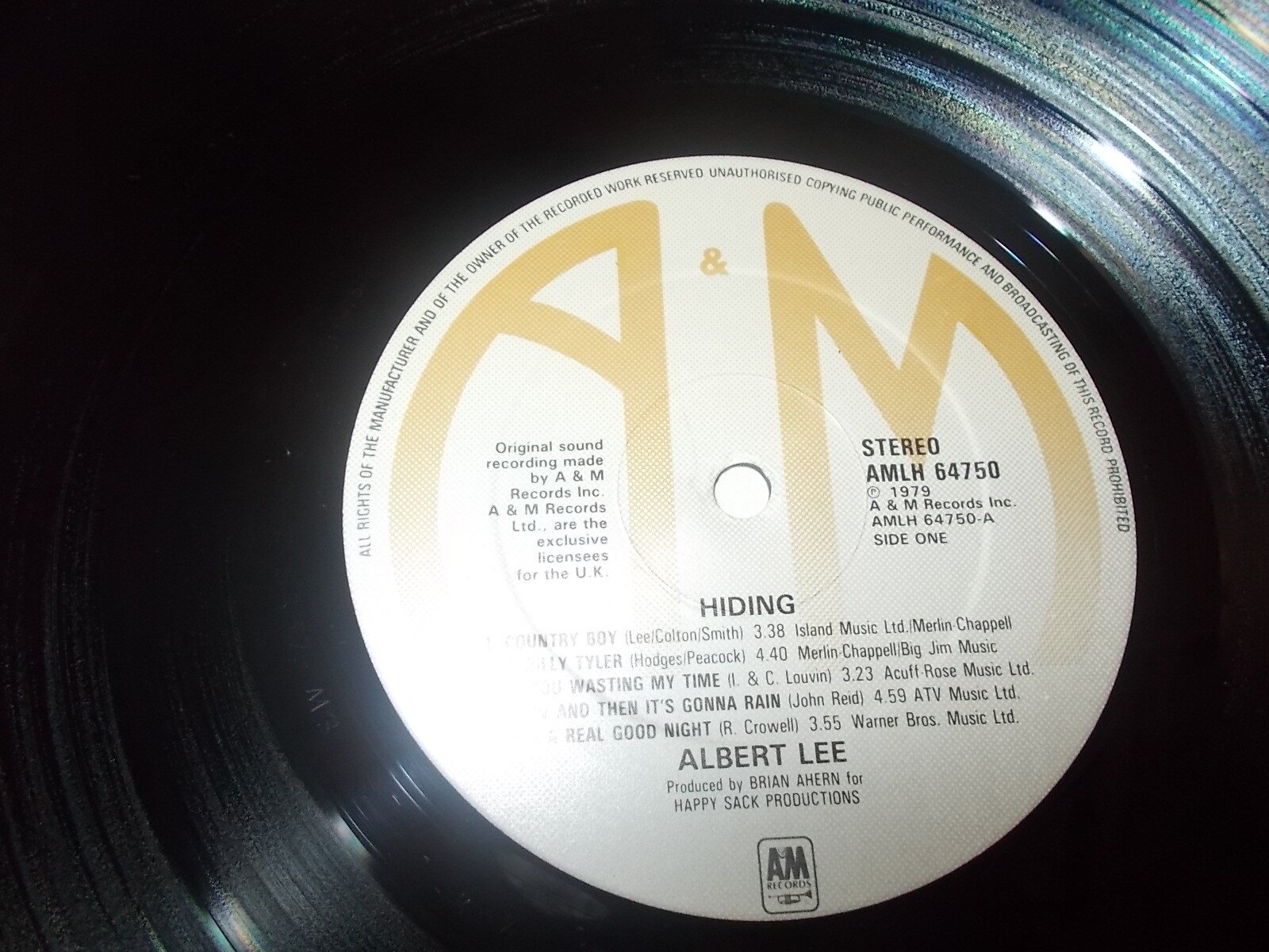 Vinyl 12 inch LP Record Album Albert Lee Hiding 1979 | eBay