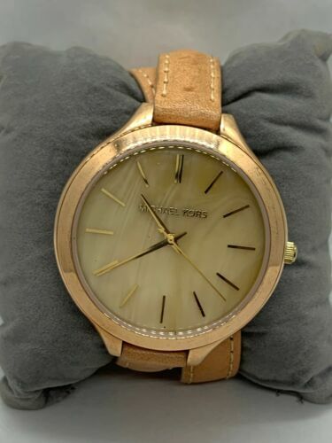 Michael Kors MK4285 Women's Watch Brown Leather Band Analog 42mm Quartz ...