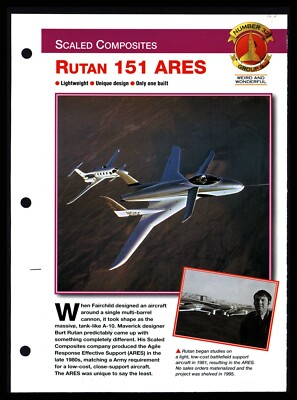 "RUTAN 151 ARES" Aircraft of World Spec Sheet Weird & Wonderful 9.32 | eBay