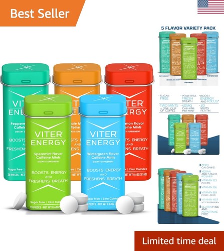 Sugar-Free Energy Mints with 40mg Caffeine & B Vitamins - 100pcs ...