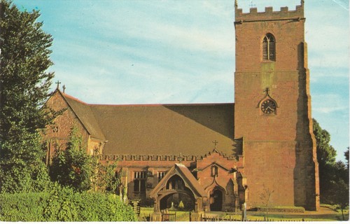 Standard size printed postcard St Andrew & St Mary Church Condover ...