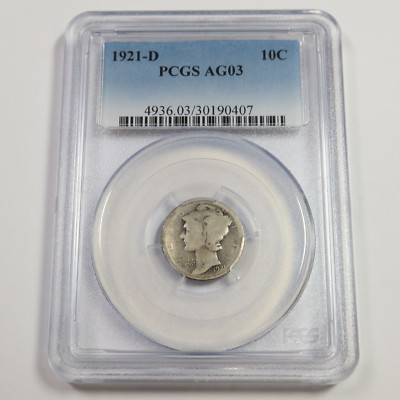 1921 D Denver PCGS AG3 - Silver Mercury Dime 10c US Coin #53896B | eBay
