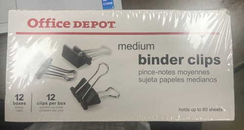 Office Depot Medium Binder Clips new in sealed box 12 boxes 12 clips ...