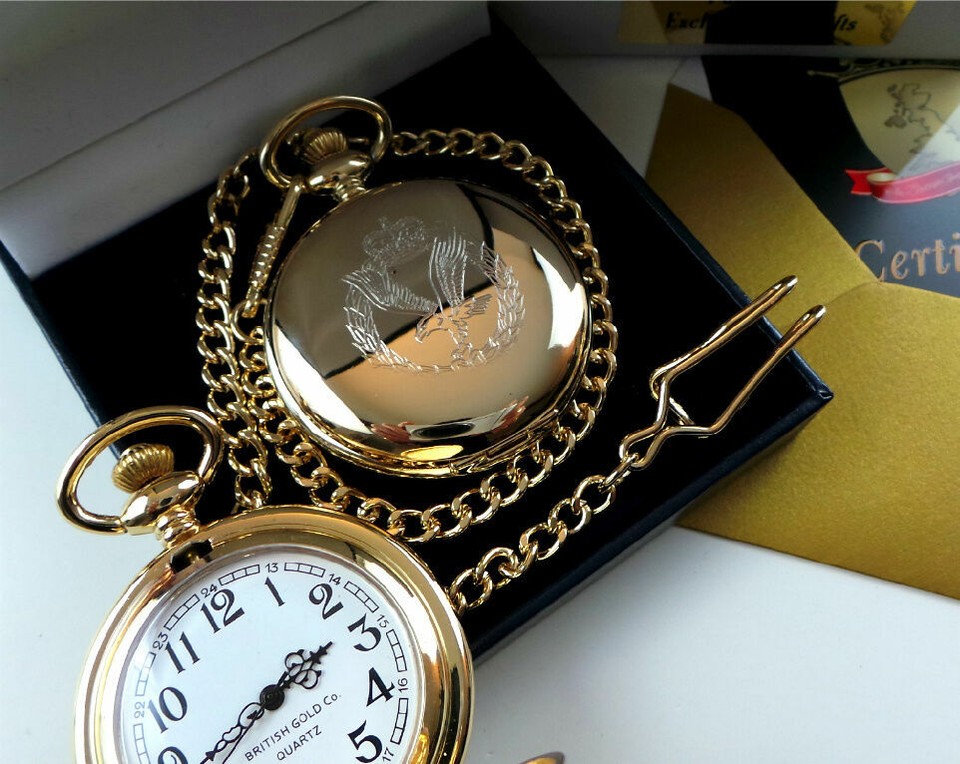 BRITISH ARMY AIR CORPS Personalised 24K GOLD Plated Pocket Watch Luxury ...