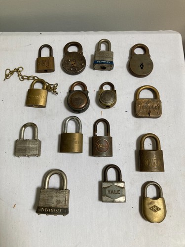 Vintage Brass Padlock Lock Collection Lot Of 15 - Yale, Master, No Keys ...