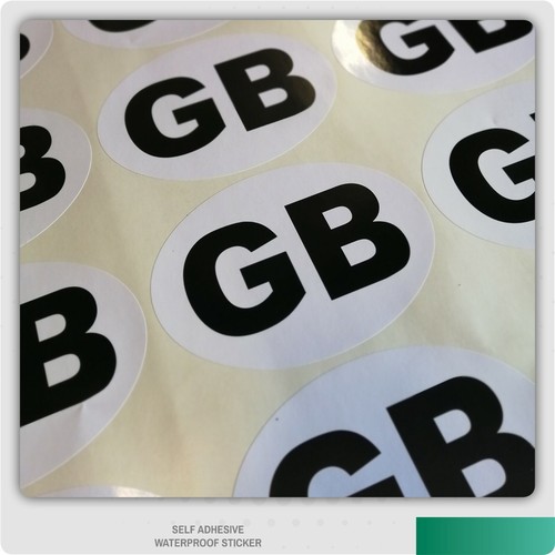 4 x GB CAR STICKERS - White oval self-adhesive vinyl GB stickers for ...