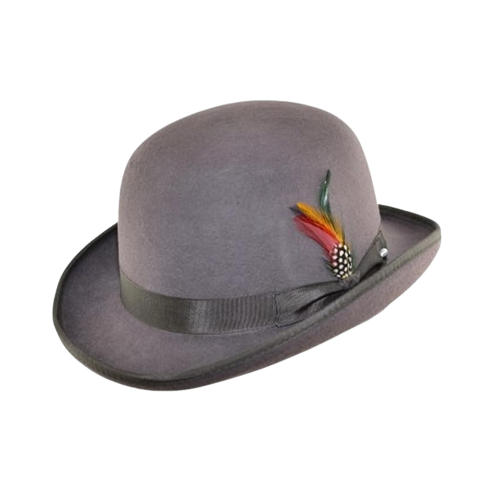 100% Wool Mens Black Bowler Hat Fashion Hat Satin Lining Weeding Race ...