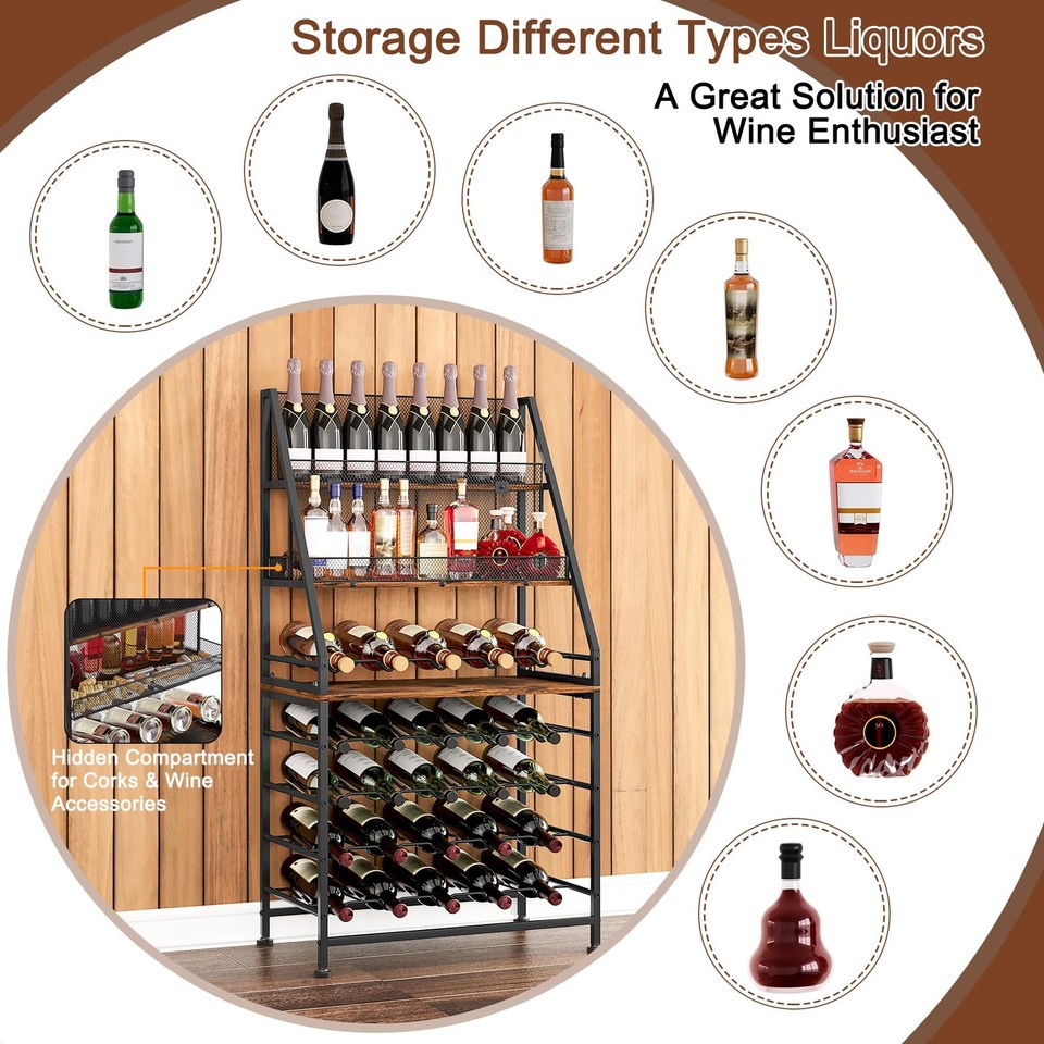 Wine Rack Freestanding Floor Modular Split 40 Bottles Vertical ...