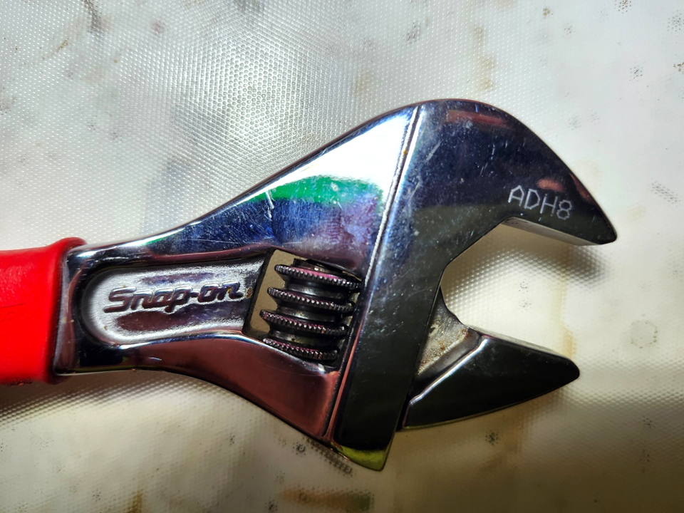 Snap-On Tools ADH8 USA 8" RED Soft Grip Flank Drive Adjustable Crescent ...