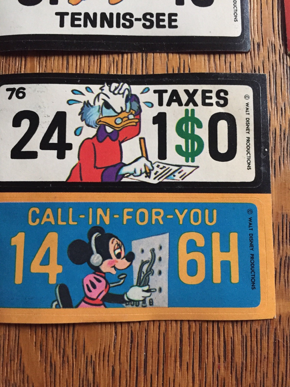 1976 Walt Disney Character License Plate Stickers Lot Of 6 | eBay
