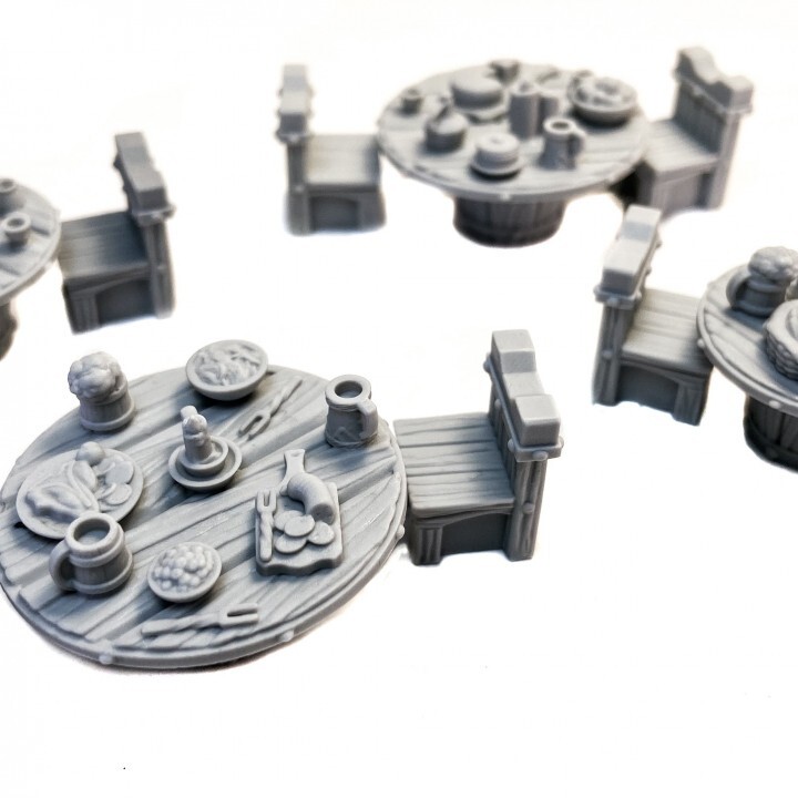 28mm Chairs Tables Dungeons & Dragons DnD D&D Furniture Tavern Library ...