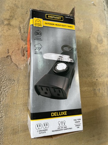 Defiant 15 Amp 24-Hour Outdoor Plug-In Mechanical Timer 2-Grounded ...